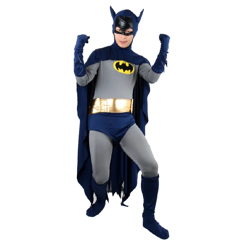 Hot Sale 2016 Blue Long Sleeves Lycra Spandex Batman Bodysuit Superhero ...