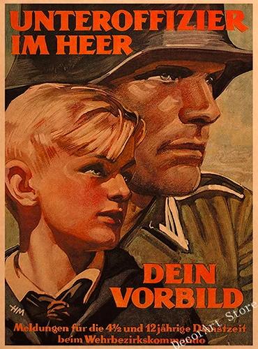 World War II German Soldier Canvas Painting Vintage Wall Kraft Posters ...