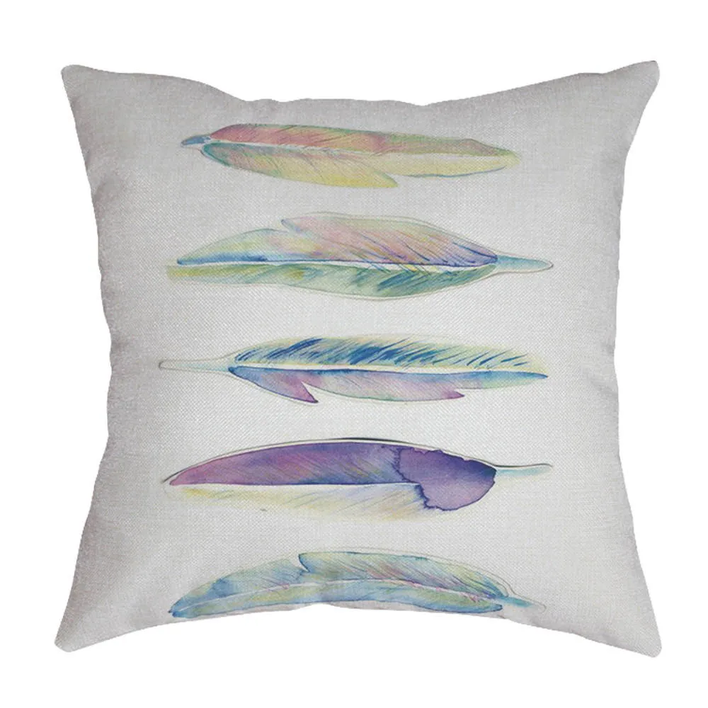 Чехол для подушки в скандинавском стиле с цветными перьями ...