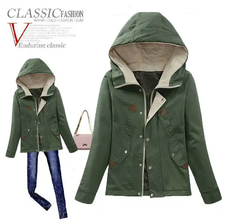 Women Spring Jackets 2015 Womens Military Jackets and Coats Army Green ...