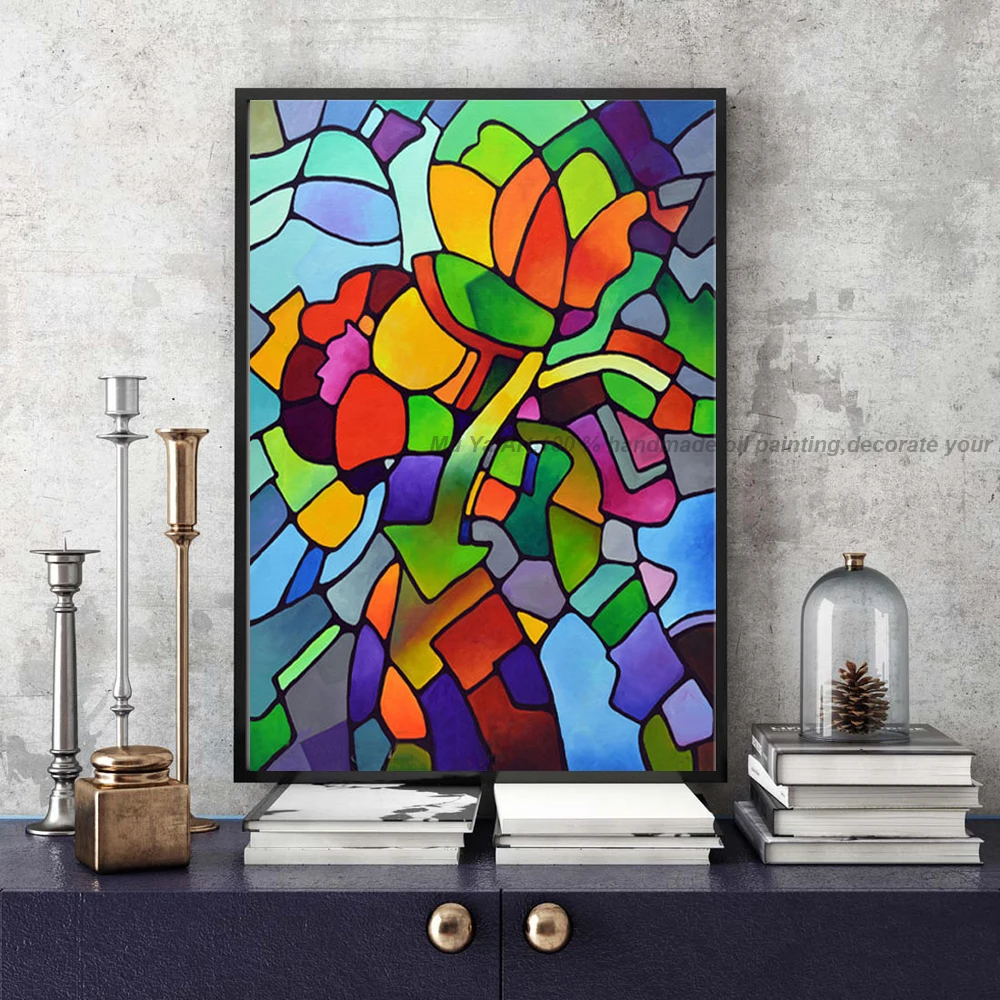 Famoso artista moderno cuadro abstracto acrílico pintura grande lienzo ...