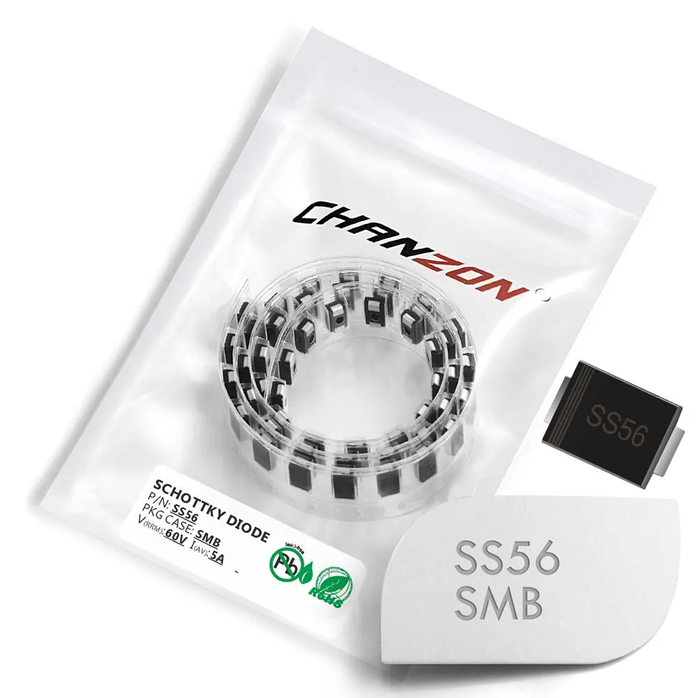 (50 Pcs) SS56 SMD Schottky Barrier Rectifier Diodes 5A 60V SMB (DO ...