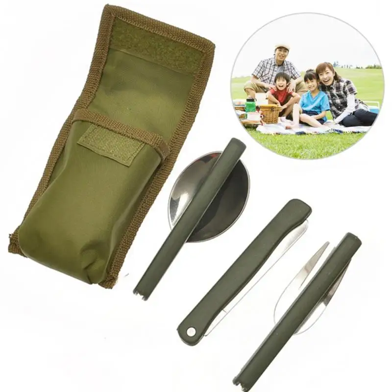 Portable Mini Tableware Set Outdoor Tool Folding Cutlery Set With Spoon ...