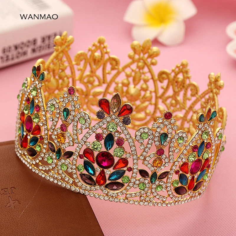 Colorful Rhinestone Crowns Trendy Tiaras Plant Bridal Hair Accessories ...