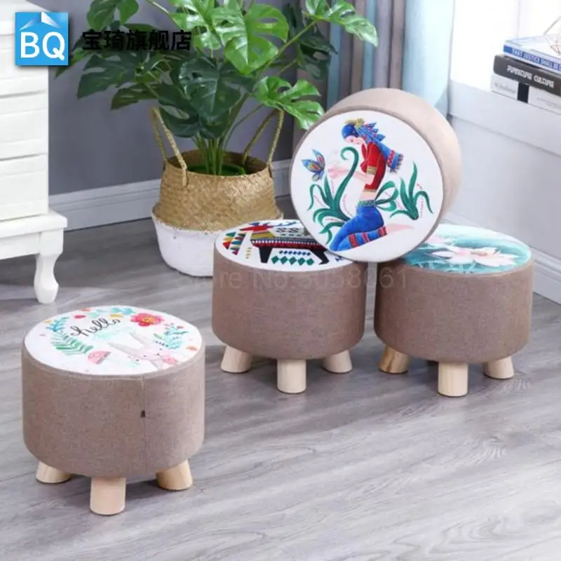 Тканевый художественный деревянный стул, детский Легкий стул, толстые ...