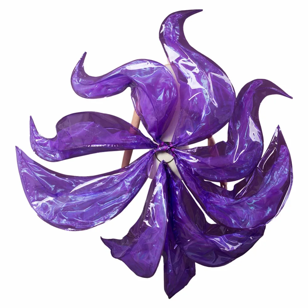 Hot LOL KDA Ahri Cosplay Costume Fox Tails PVC Purple Nine Tailed Fox ...