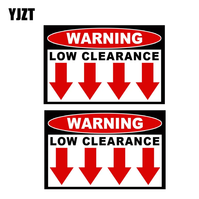 YJZT 10.2CM*7.4CM 2X LOW CLEARANCE WARNING Sign Lnterest Reflective ...