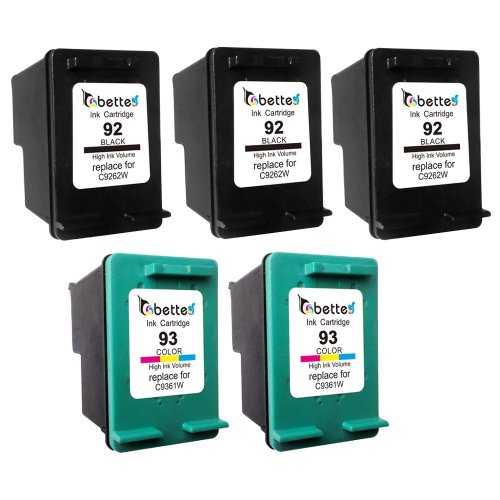 5 Packs,Printer Ink Cartridges for HP 92 93 hp92 hp93 Deskjet 5420 ...
