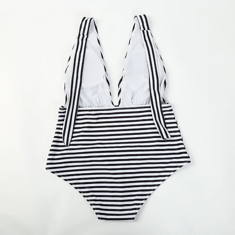Women's One Piece Backless Halter Bikini Printed Swimwear Bathing Suit ...