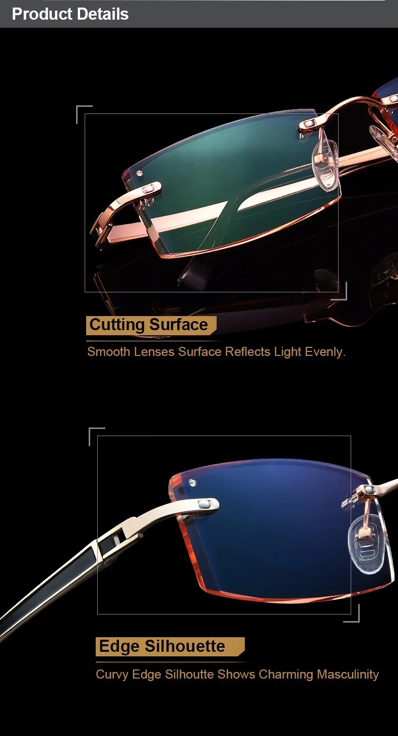 Gmei Optical Phantom Trimming Titanium Eyewear Male Model Diamond ...