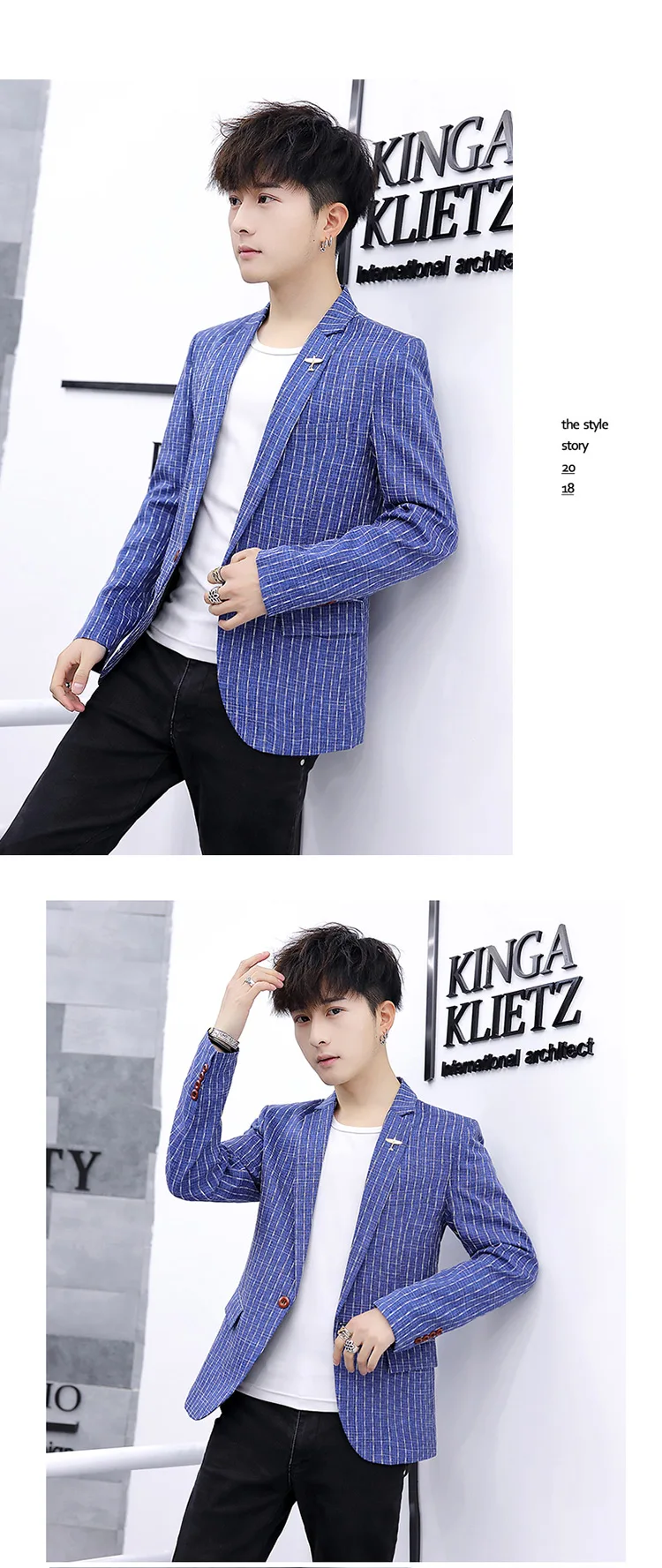 МОЛОДЕЖНЫЙ мужской костюм куртка Тонкий дизайн модная деловая ...