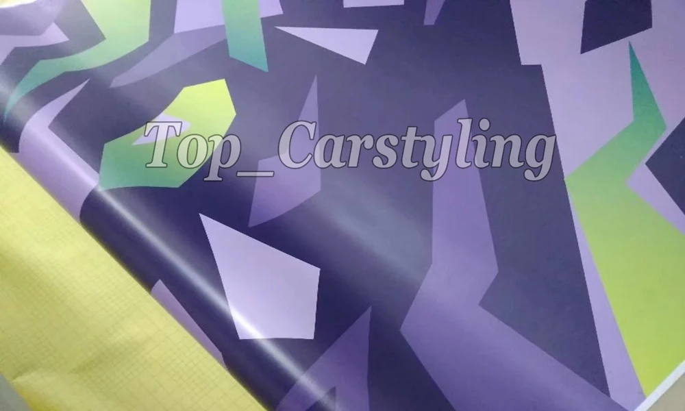 Purple & Green & Yellow Colorful Big Pattern Camouflage Vinyl Sheet ...