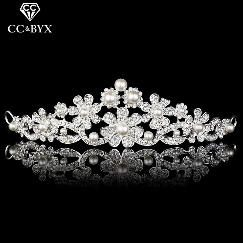 CC Small Tiaras And Crowns Hairband Crystal Pearl Beads Romantic ...
