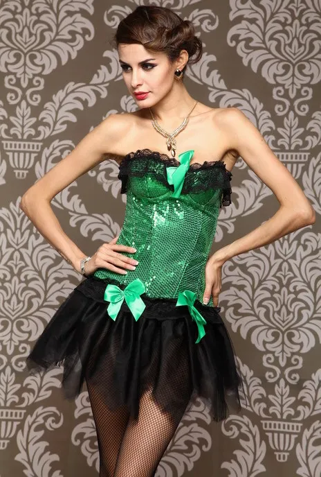 Green Sequin Burlesque Corset Burlesque Sequin Red Corset With Lace ...