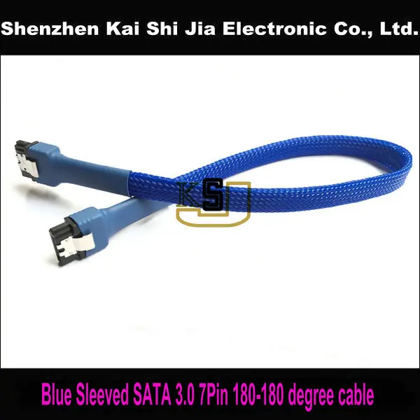 20PCS/ Lot 45cm Blue Sleeved SATA3 SATA III 7Pin 6Gbs Straight to ...