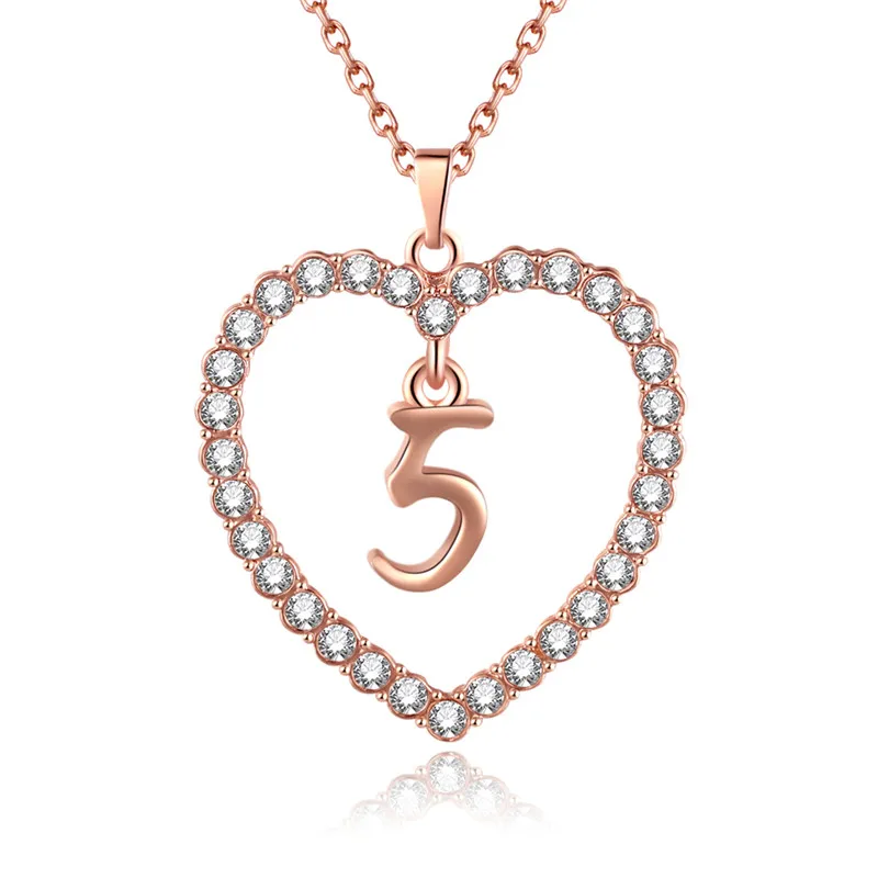 Fashion DIY Numbers Custom Pendant Necklaces For Women Girl Long Rose ...