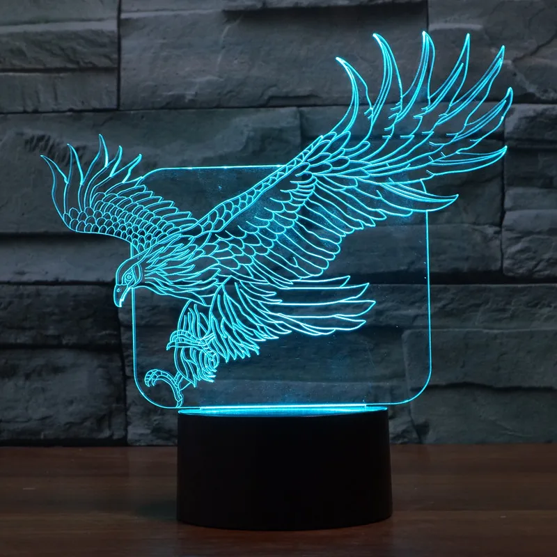 3D Led Night Light Luminaria Animal Lights Eagle Cartoon Touch Acrylic ...