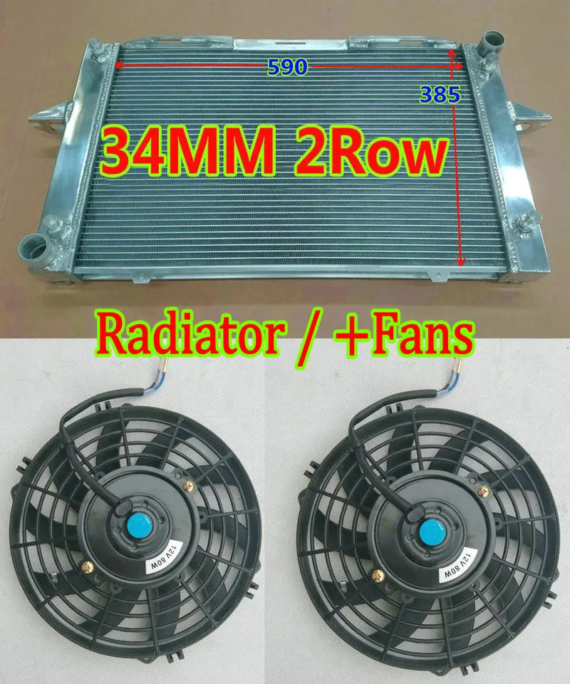 NEW-2-ROW-34mm-Aluminum-Radiator-Fans-For-Volvo-850-series-1993-1997 ...