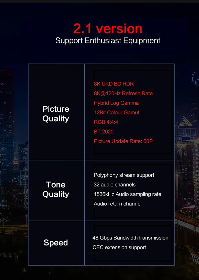 HDMI 2,1 кабели 8K@ 60Hz 48 Гбит/с ультра высокая скорость 4K 120 Hz для LG samsung QLED ТВ ...