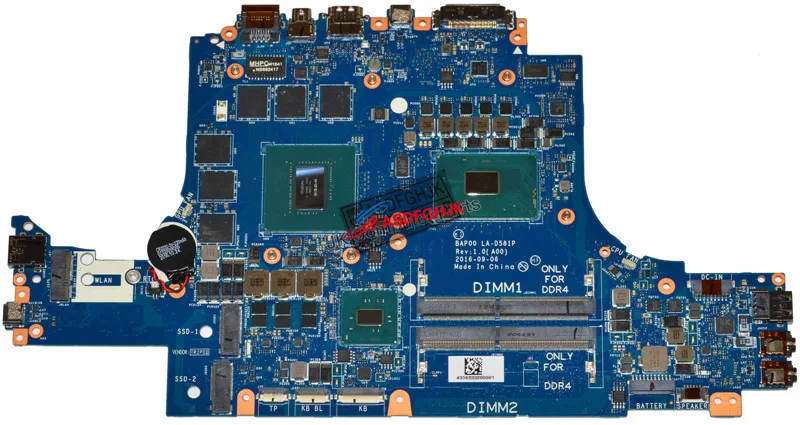 Original For Dell For Alienware 13 R3 Laptop Motherboard W/ I7-6700hq 2 ...