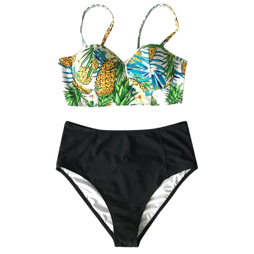 Buy 2 Piece Swimsuit Women High Waist Pineapple Print