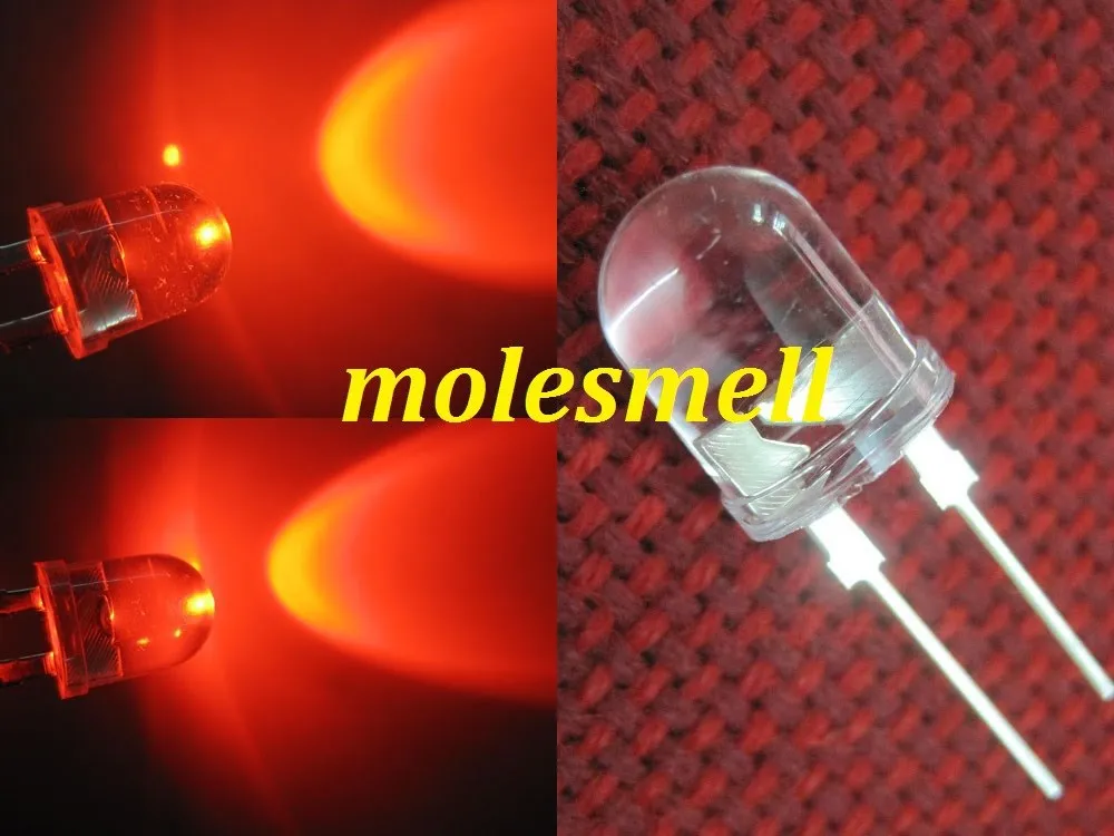 100pcs 0.5w 10mm 250000mcd LED 램프 매우 밝은 빨간색 LED DIY 10mm 발광 다이오드|light ...