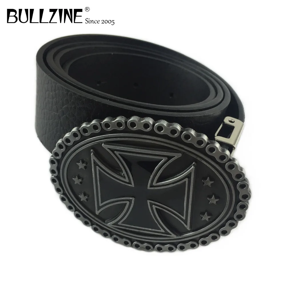 Bullzine Zinc Alloy Western Biker Chain Cross Belt Buckle With Pewter ...