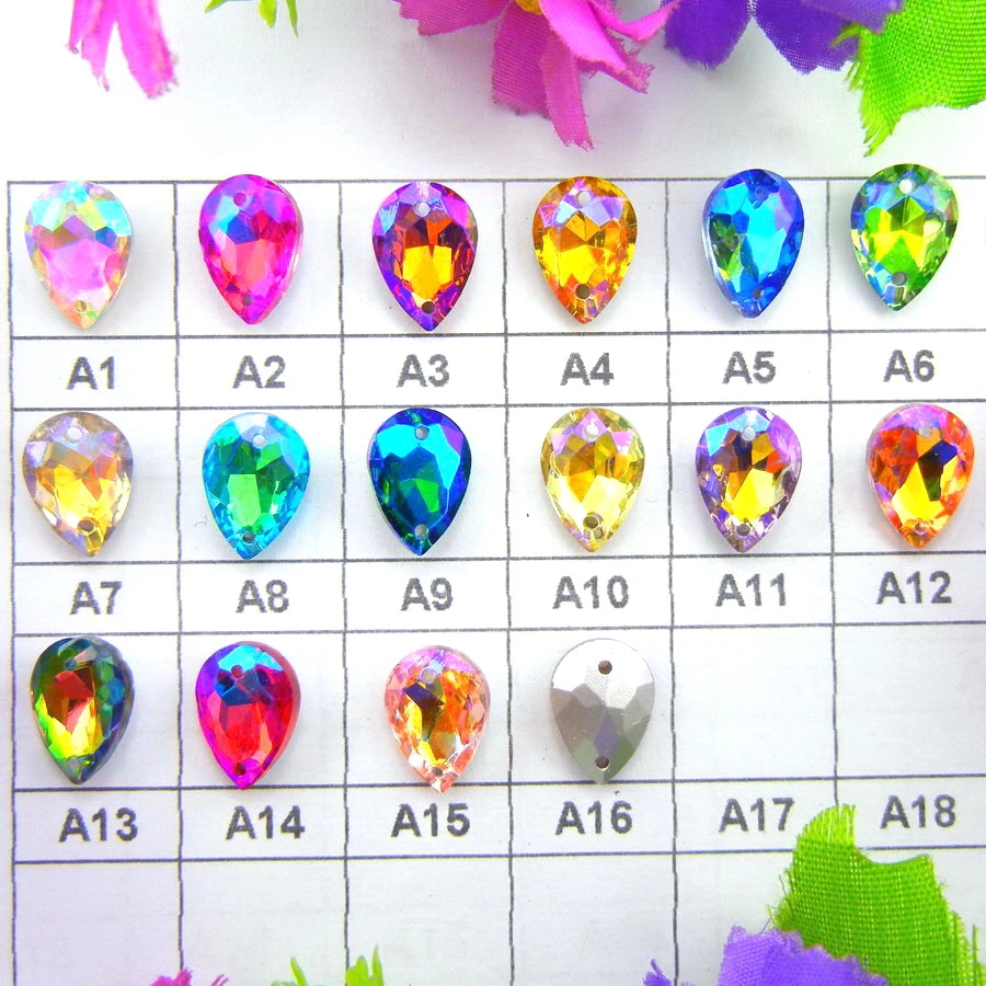 AB colors rhinestone with two holes 7*10mm 10*14mm 13*18mm 18*25 20 ...