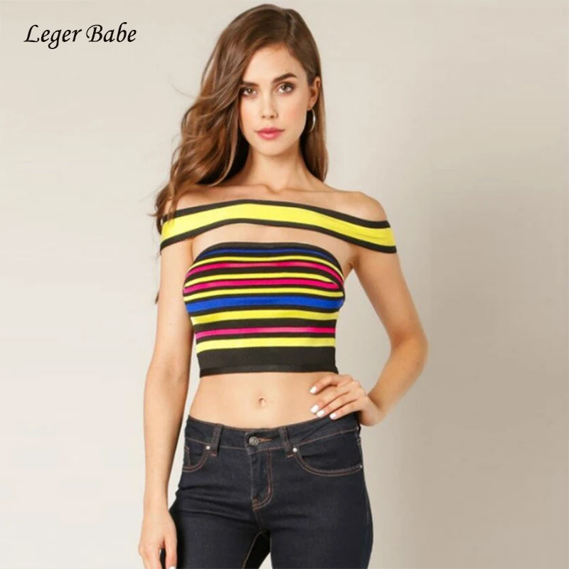 Leger Babe Women Bandage Tank Off Shoulder Crop Tops 2018 Summer Female ...