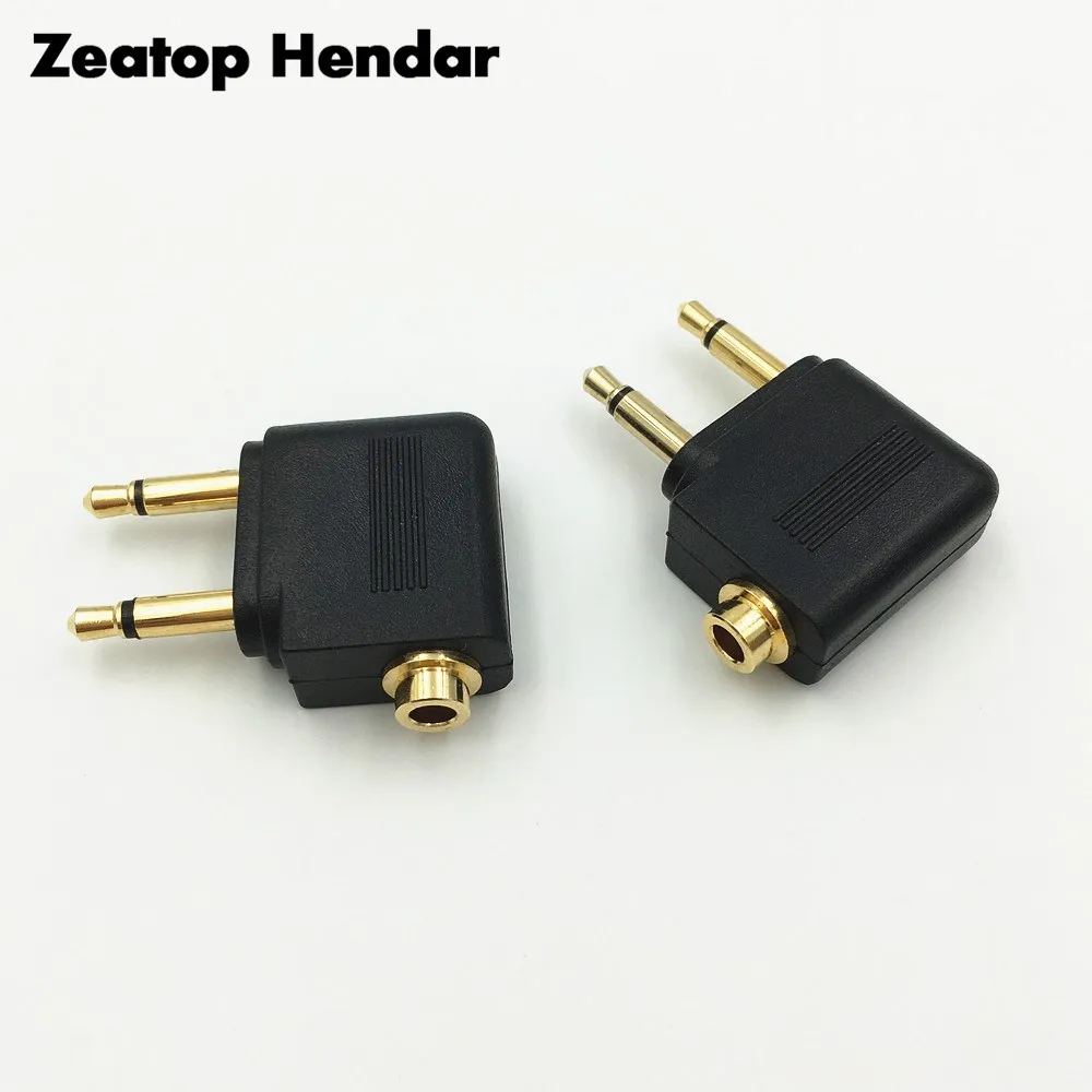 1Pcs Double 3.5mm Mono Jack Gold plated Airplane Headphone Audio ...