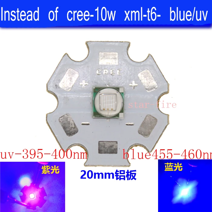 Epileds 5050 XML 10W UV Purple395NM- 400NM blue 455nm Led Emitter Lamp ...