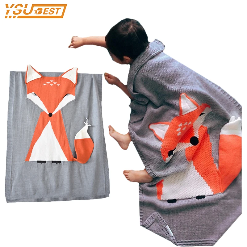Autumn Baby Toddler FOX Bedding Newborn Knitted Crawling Blanket Baby ...