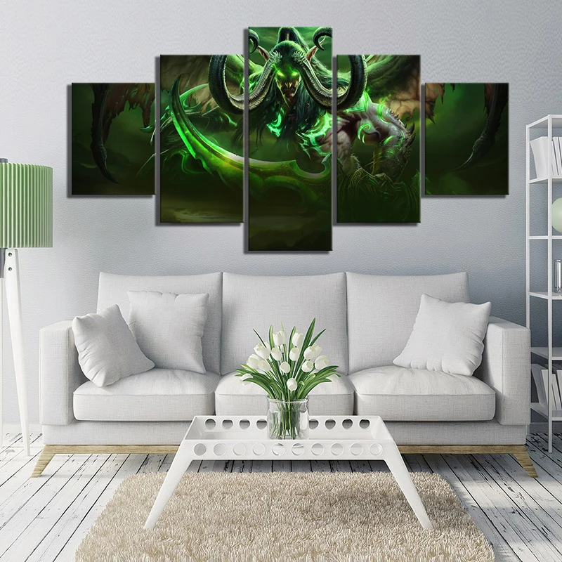 5 Piece HD Picture WOW Hero Illidan Stormrage Pictures Wall Sticker ...
