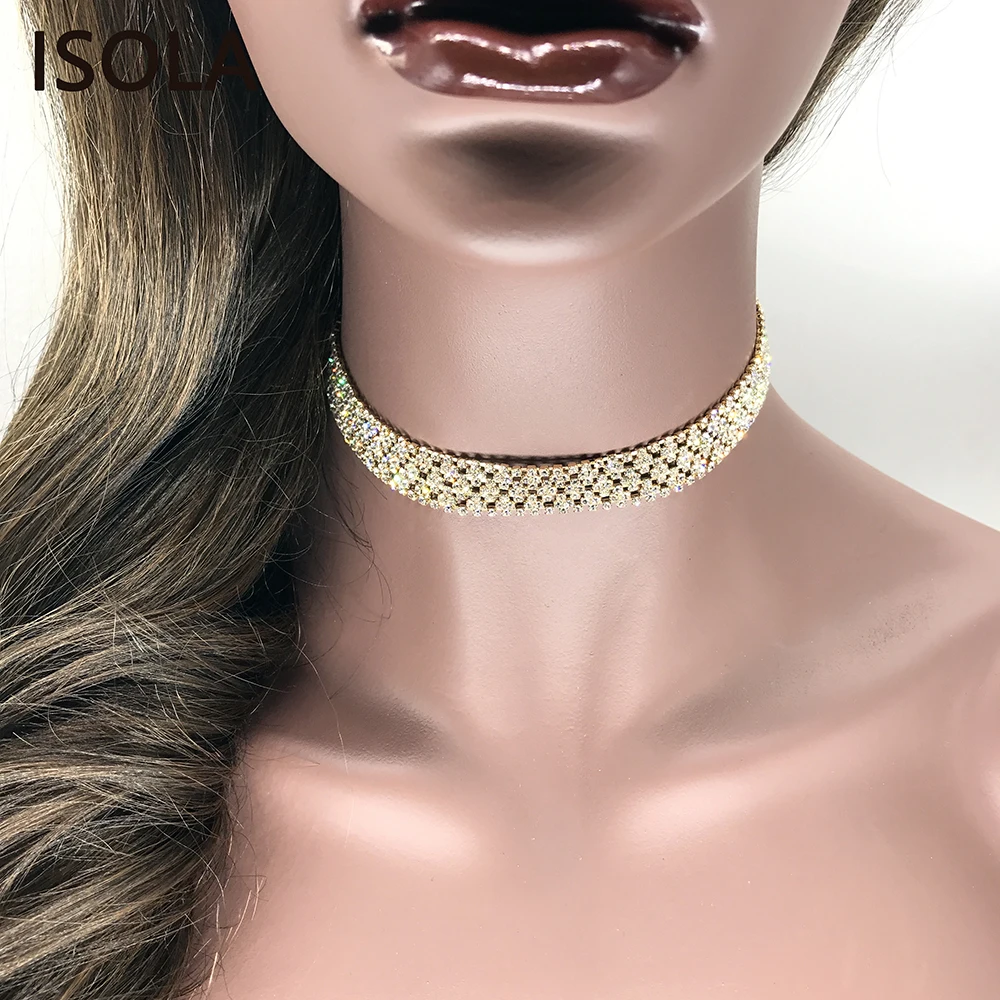ISOLA Wedding Bling Rhinestone Collar Simple But Elegant Statement ...