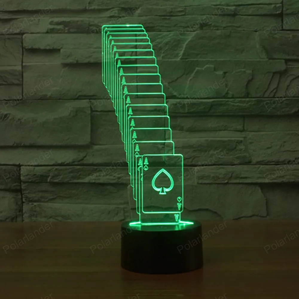 House Decoration. 3D Playing Card LED Night Lights 7 Colors changing ...