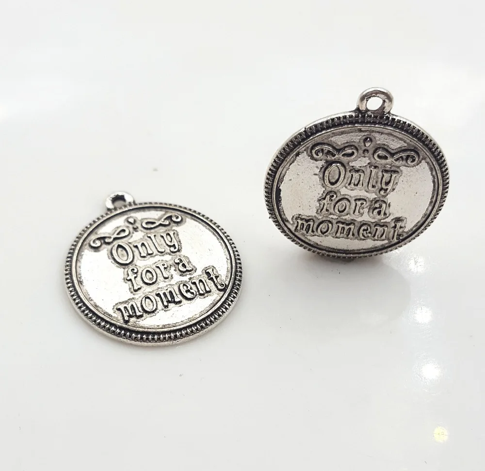 20pcs/lot 25mm ancient silver color alloy metal disc Embossed lettering ...