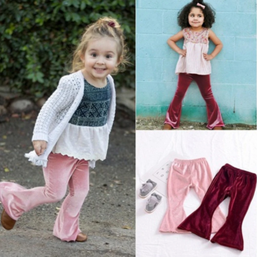 Fashion Newborn Toddler Baby pants Girl Bell Bottom Pleuche Pants Kids ...