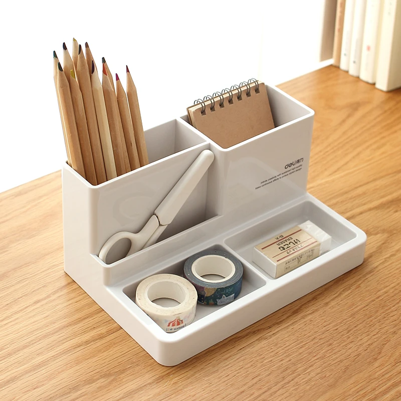 Deli Home Office Multifunction Pen Holder Stationary Storage Box ...