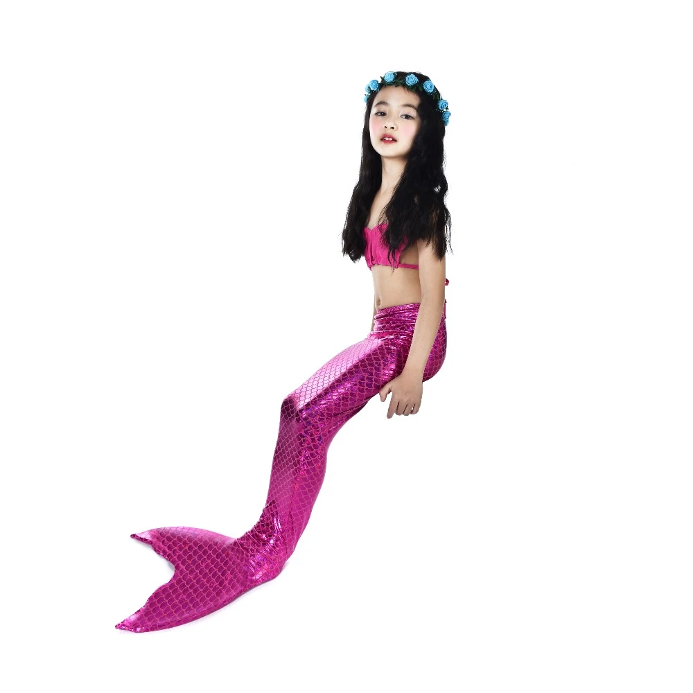2018 New Kids Shiny Lycra Mermaid Tail Swimmable Bikini Set Bathing ...