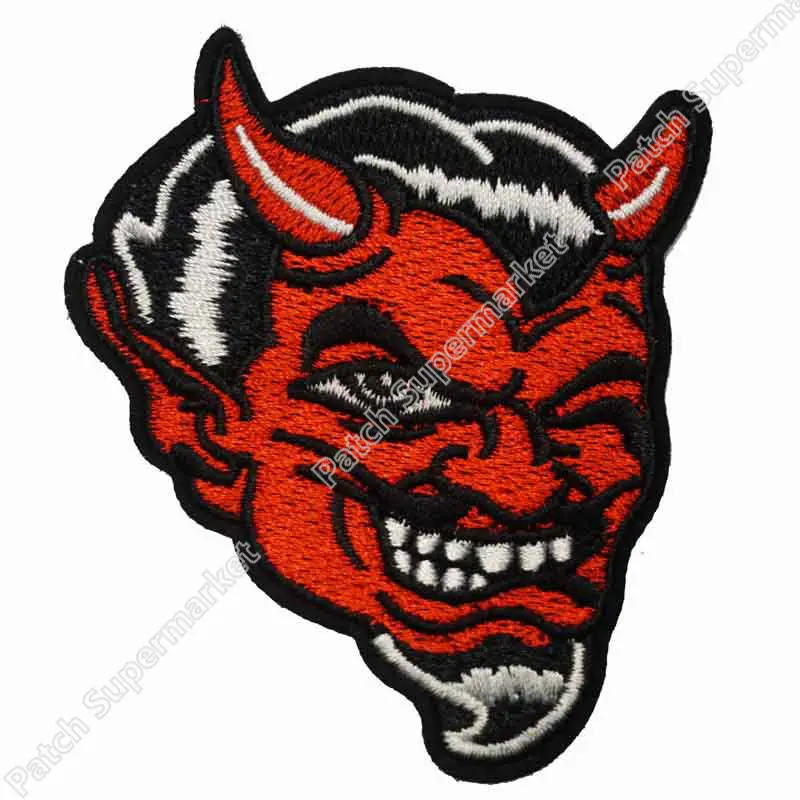 3" RED DEVIL FACE WINKING MOTORCYCLE HOT ROD PUNK BIKER PATCH punk ...