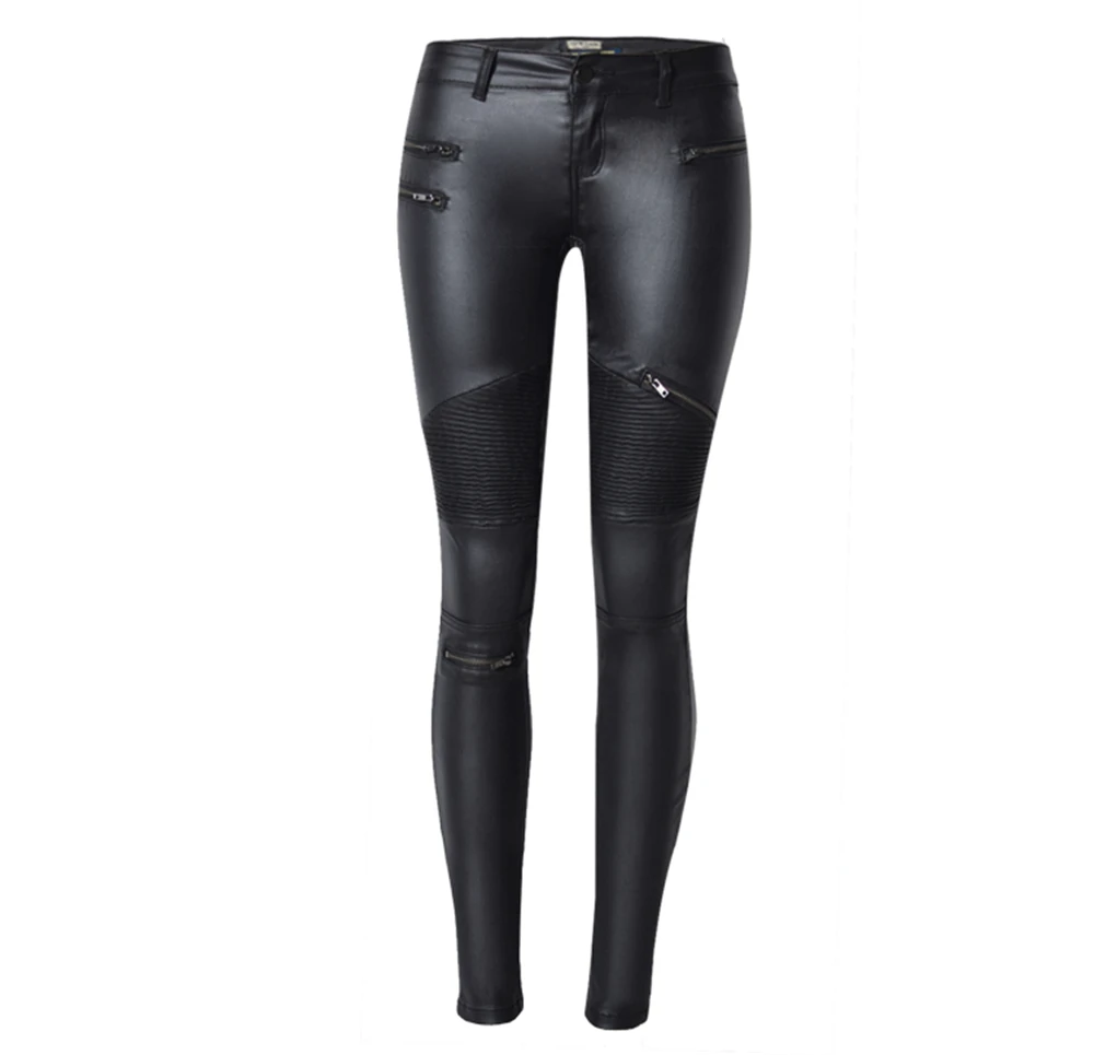 Dreamskull Womens Stretchy Skinny Motorcycle Pu Leather Pants Sexy