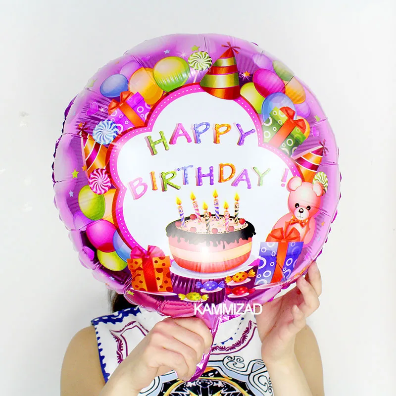 5pcs 18inch happy birthday foil balloons print bear cake gifts ballon ...