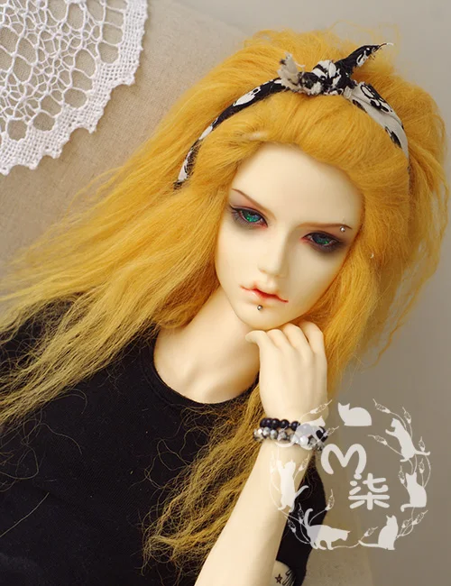 New 1/3 BJD SD Doll Doll 20 21cm Doll Head Golden Yellow Long Fur Wig ...
