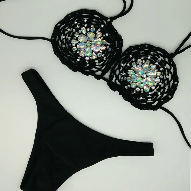 Venus Vacation 2018 Crochet Swimwear Crystal Women Bikini Set Diamond