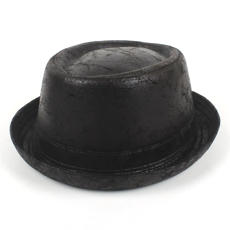 Chapeau-bob,Chapeau Fedora en cuir pour homme, couvre-chef pour papa ...