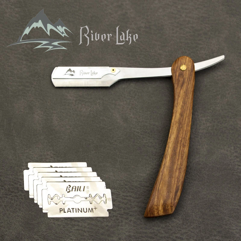 Steel Straight Razor Men Shaving Titan Razors Wood Handle Barber Copper ...