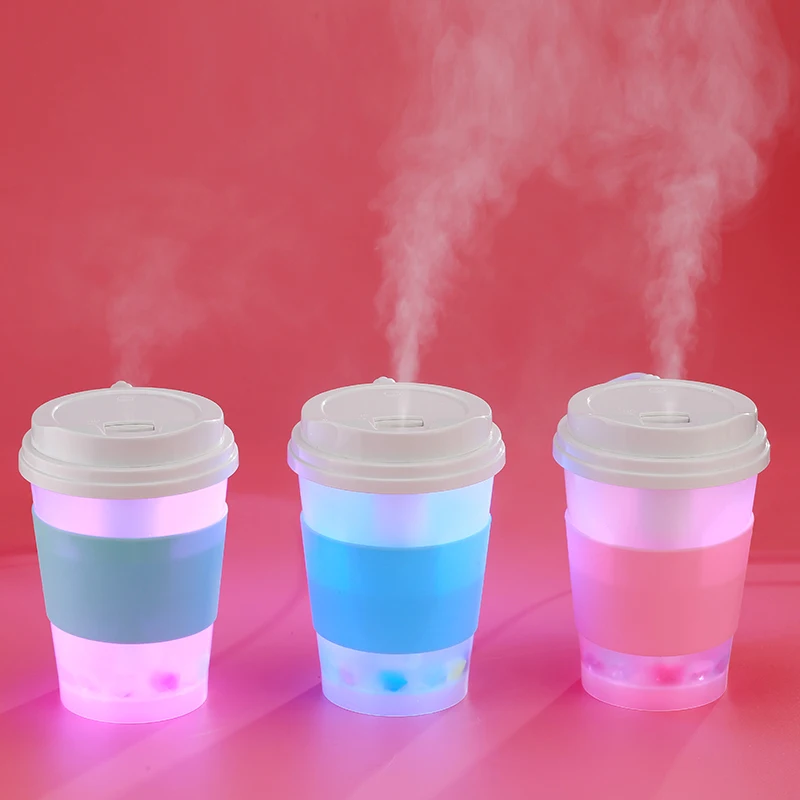 Milk Tea Cups Humidifier mini USB Home Office Color LED Air Purifier ...