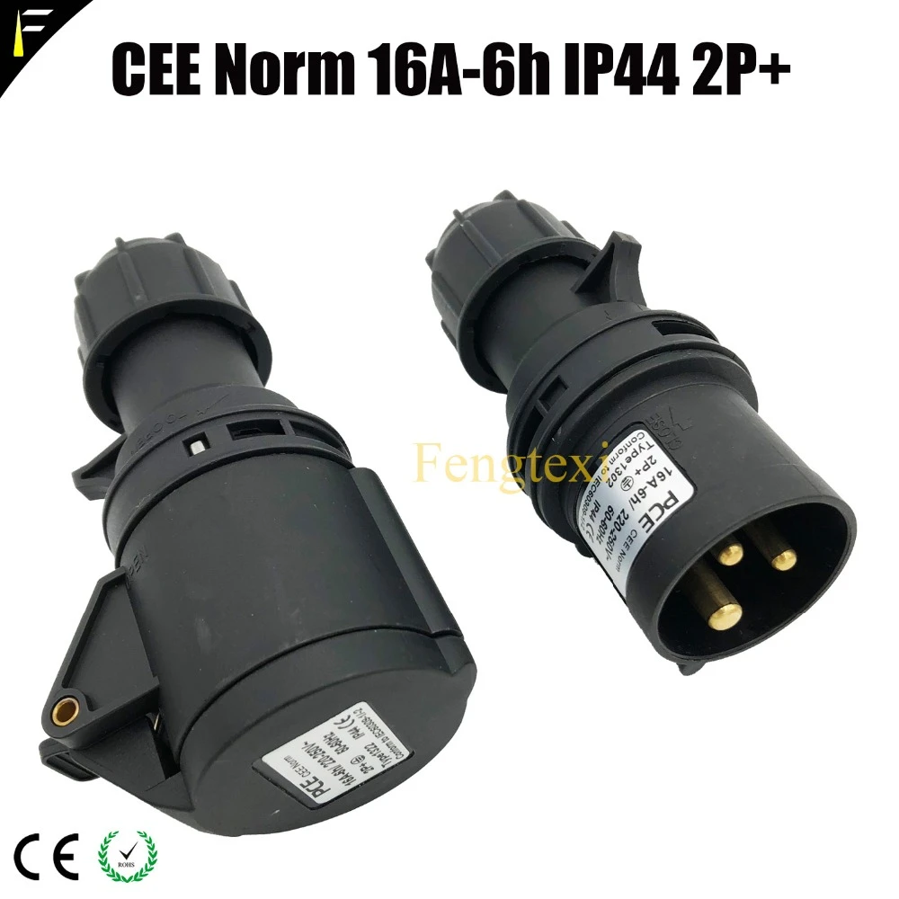 PCE CEE 플러그 암수 16A CEE Norm 16A 6h IP44 2P + 3 핀 커넥터 플러그 산업용 소켓, 1 세트 ...