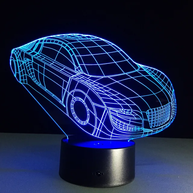 Cool Car Acrylic 3D Lamp 7 Color Chang Small Night Light Baby Remote ...