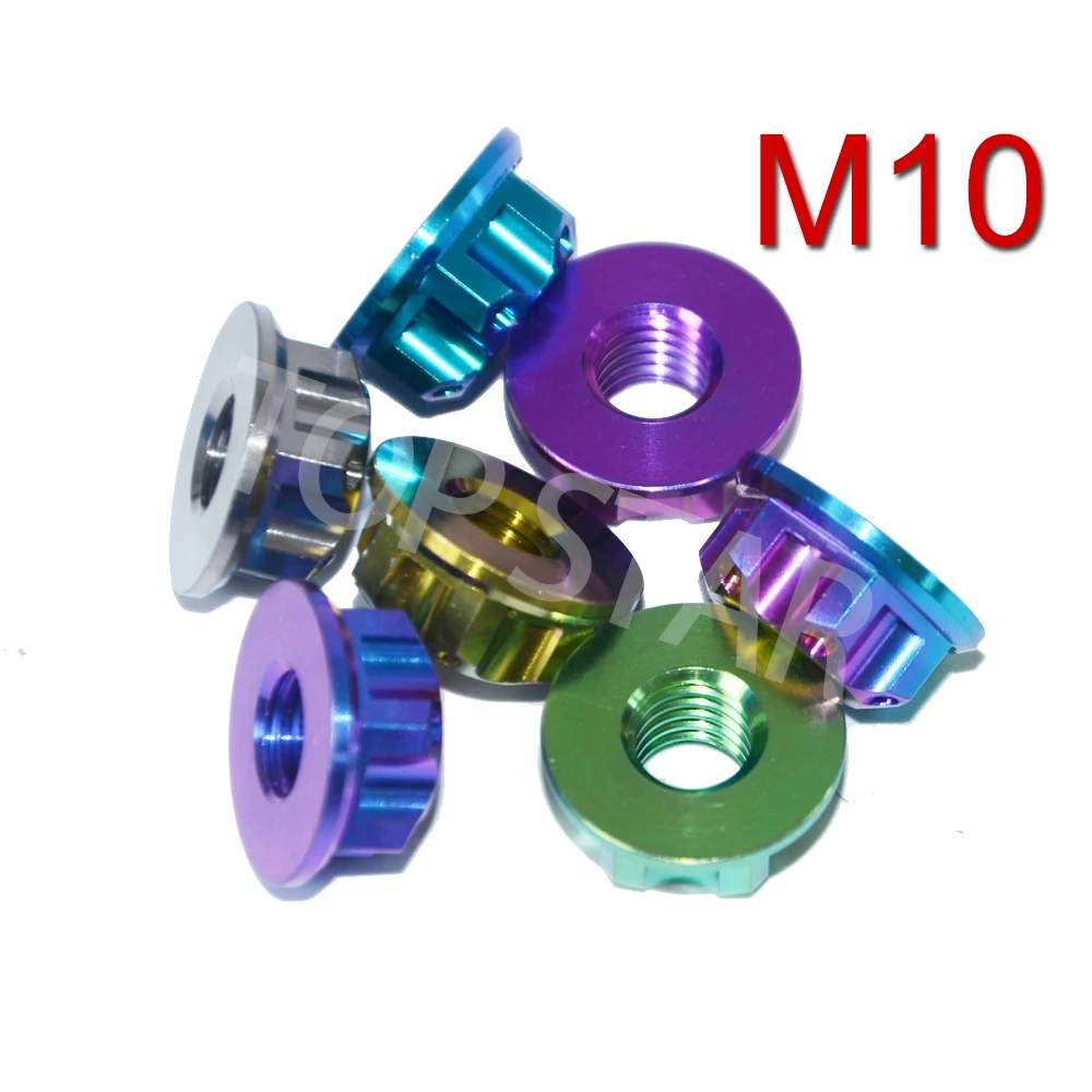 M10X1 25 Hexagon Titanium Nut Motorcycle Rear Axle Titanium Flange Nut M10X1 25 Hexagon Titanium Nut Motorcycle Rear Axle Titanium Flange Nut